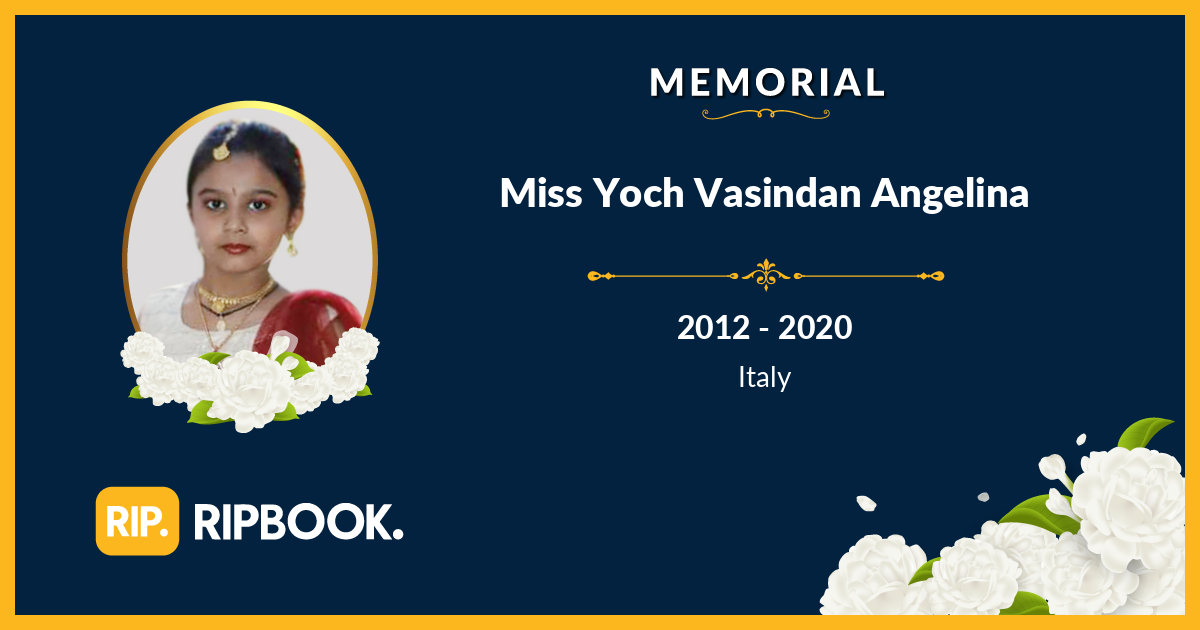 Tribute for Late Yoch Vasindan Angelina By Manoharan - RIPBook