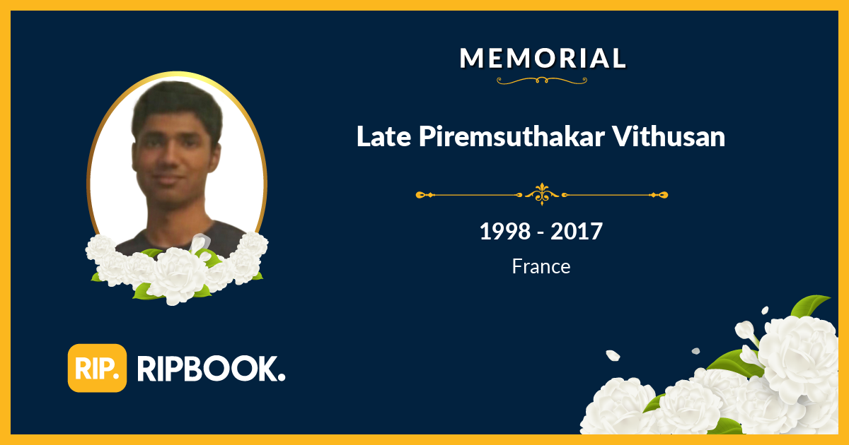 Late Piremsuthakar Vithusan - RIPBook