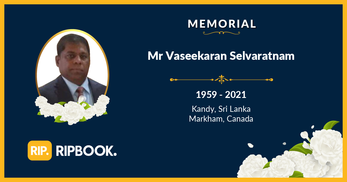 Late Vaseekaran Selvaratnam - RIPBook
