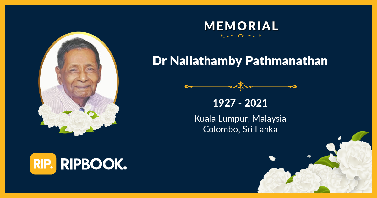 Dr Nallathamby Pathmanathan - RIPBook