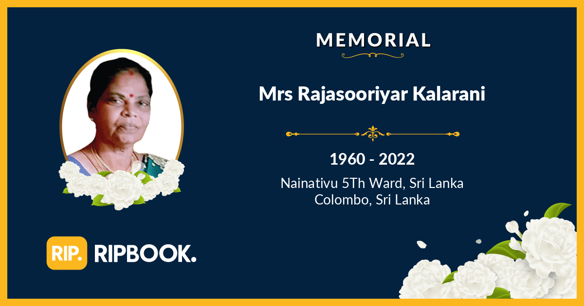 Late Rajasooriyar Kalarani - RIPBook