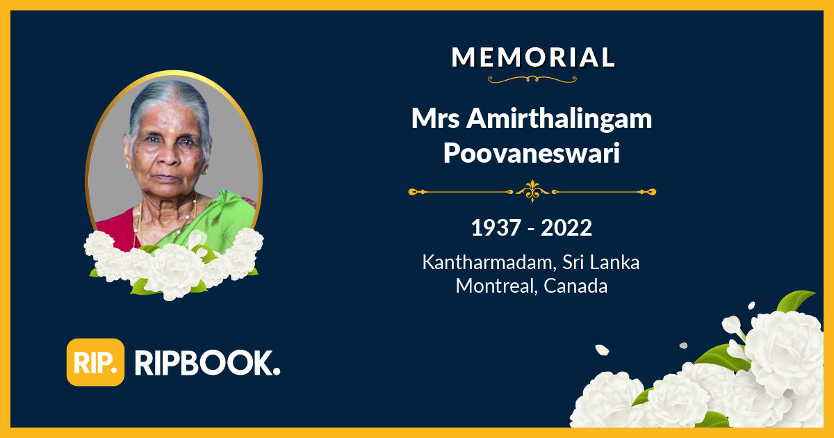Late Amirthalingam Poovaneswari - RIPBook