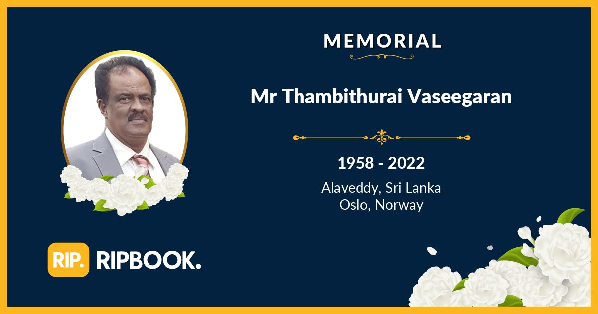 Late Thambithurai Vaseegaran - RIPBook