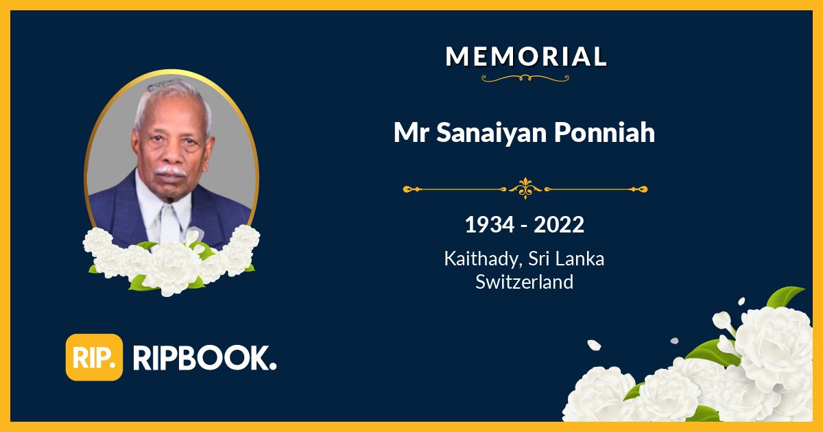 Late Sanaiyan Ponniah - RIPBook
