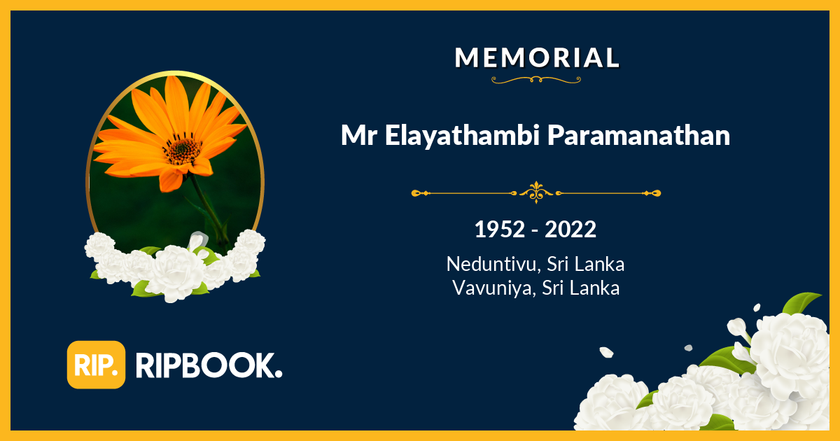 Late Elayathambi Paramanathan - RIPBook