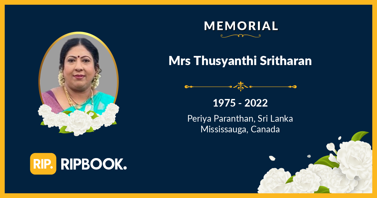 Tribute for Late Thushyanthy Sritharan By Lathangi & Family - RIPBook