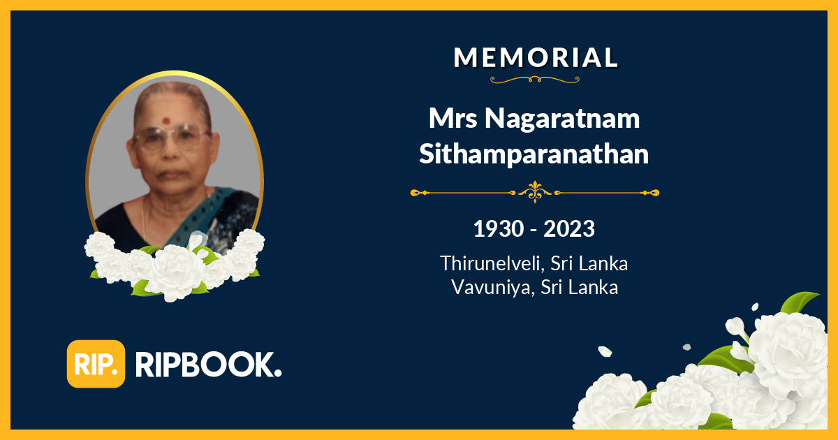 Late Nagaratnam Sithamparanathan - RIPBook