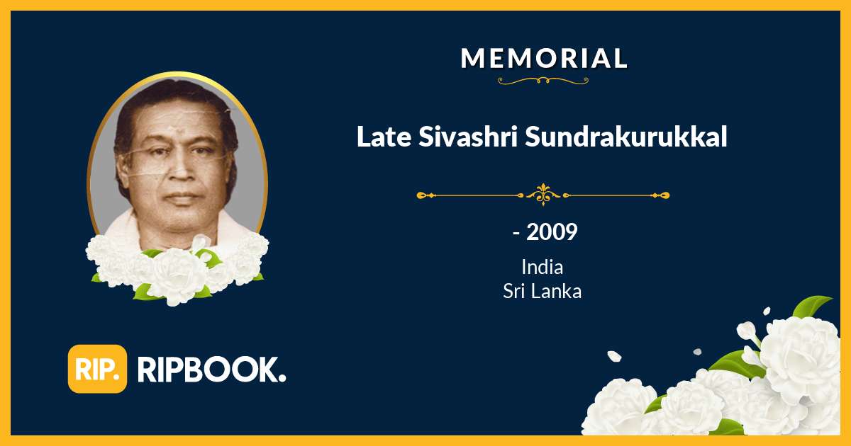 Late Sivashri Sundrakurukkal - RIPBook