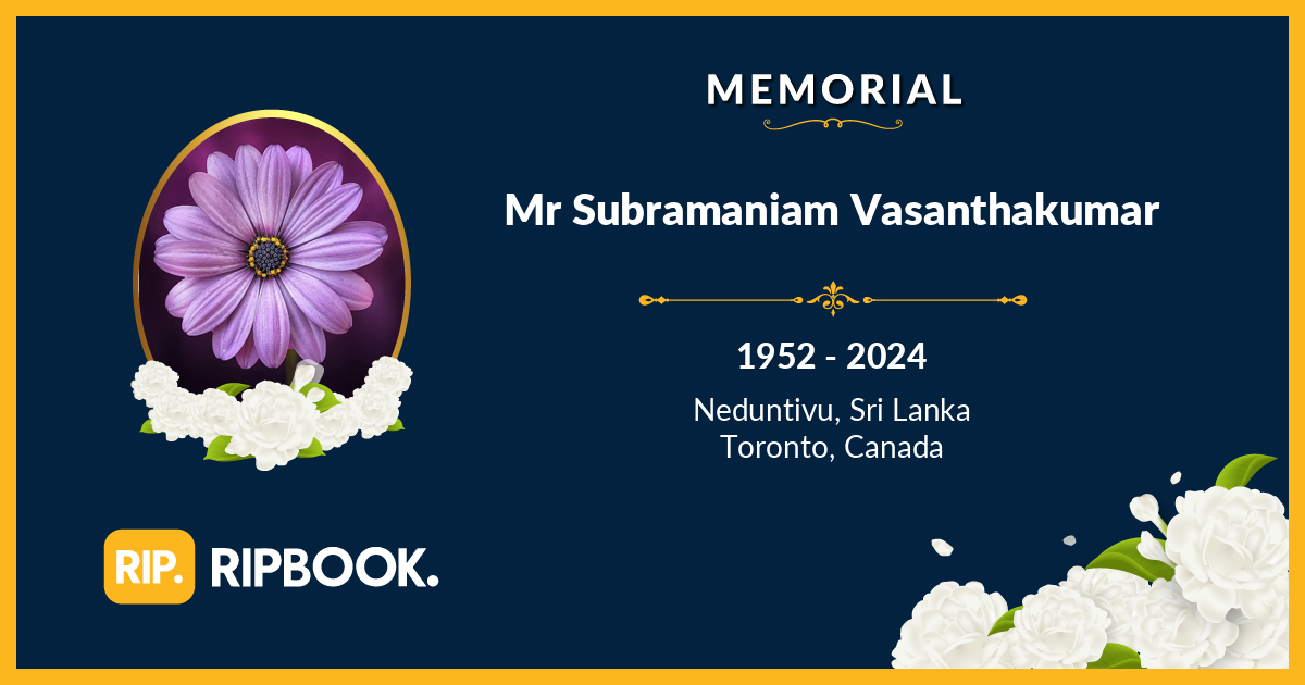 Late Subramaniam Vasanthakumar - RIPBook