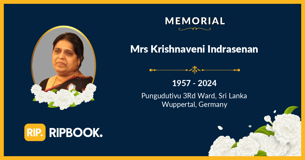 Late Krishnaveni Indrasenan (Kiruba) - RIPBook
