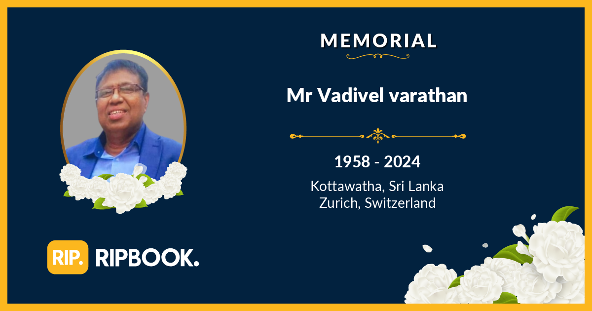 Late Vadivel Varathan (Vella Varathan) - RIPBook