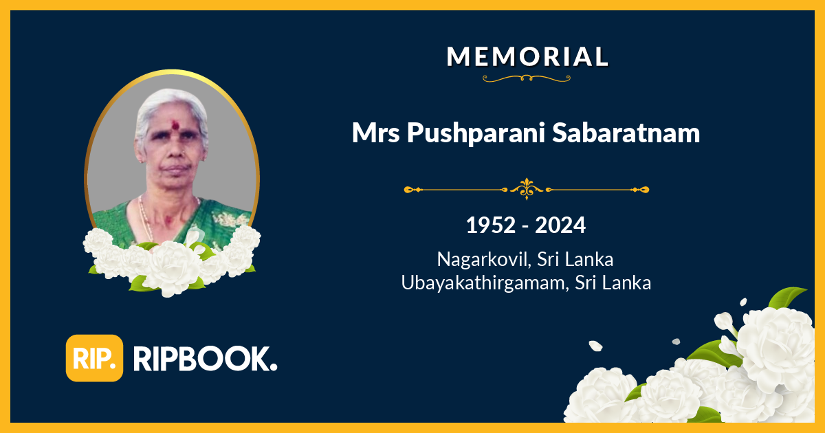 Late Pushparani Sabaratnam - RIPBook