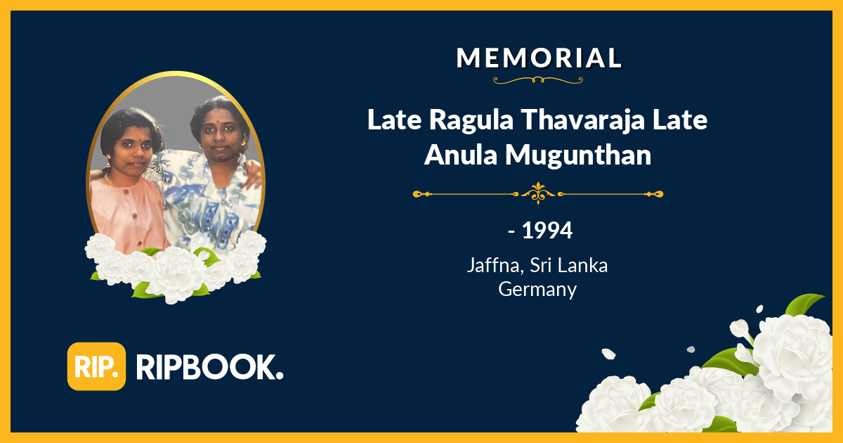 Late Ragula Thavaraja Late Anula Mugunthan - RIPBook