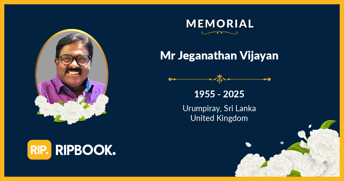 Tribute for Late Jeganathan Vijayan By Friend - RIPBook