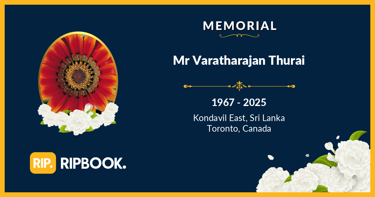 Late Varatharajan Thurai - RIPBook