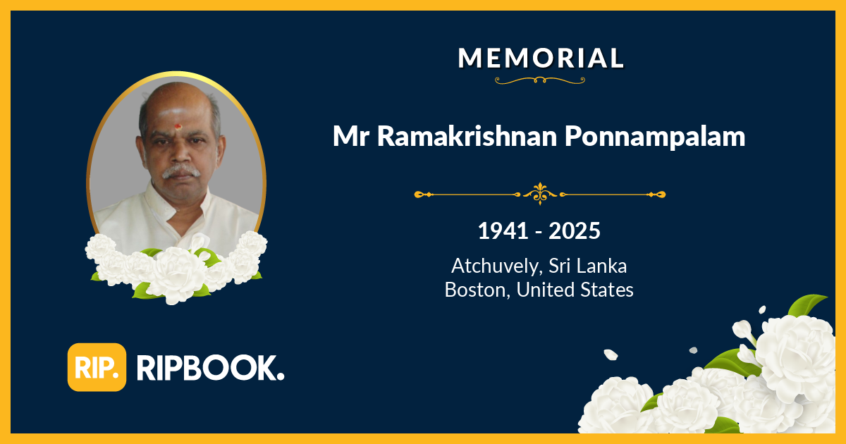 Tribute for Mr Ramakrishnan Ponnampalam (Sinrasu) By - RIPBook