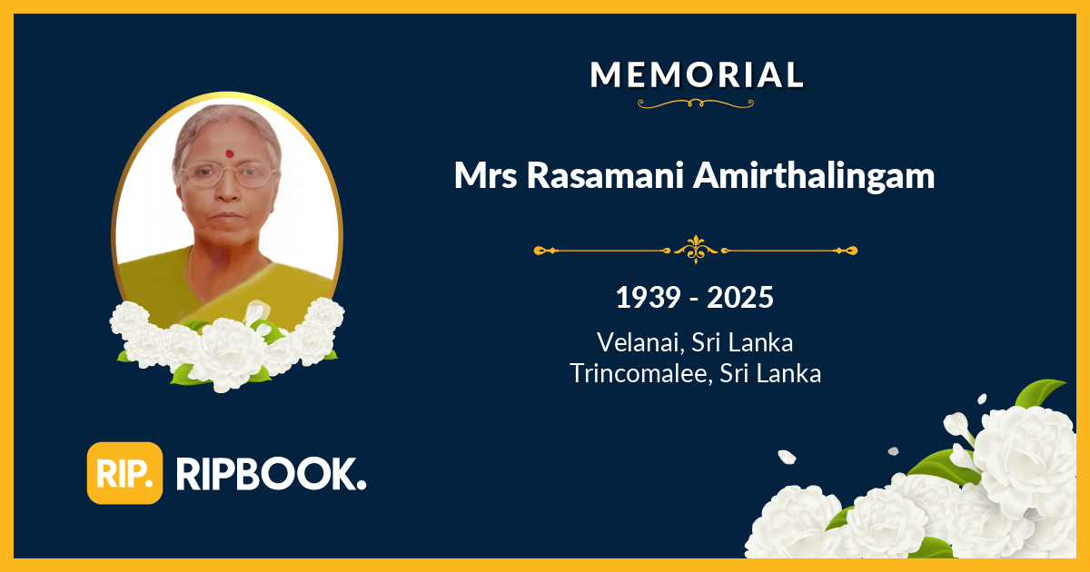 Tribute for Mrs Rasamani Amirthalingam By Friend - RIPBook