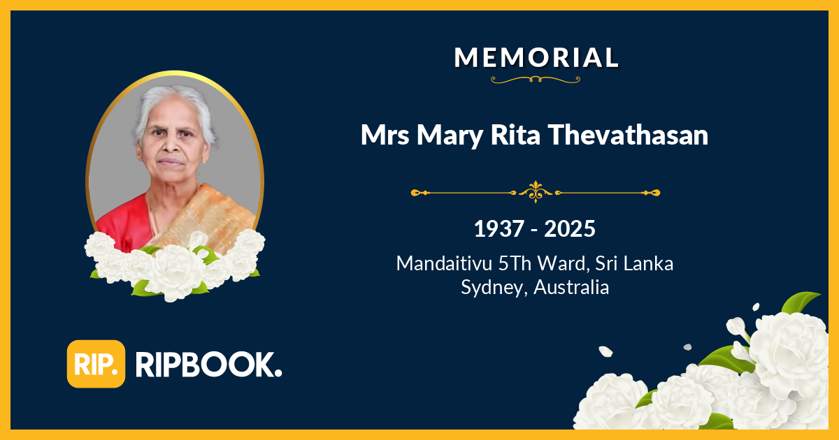Tribute for Mrs Mary Rita Thevathasan (Ponrose) By - RIPBook