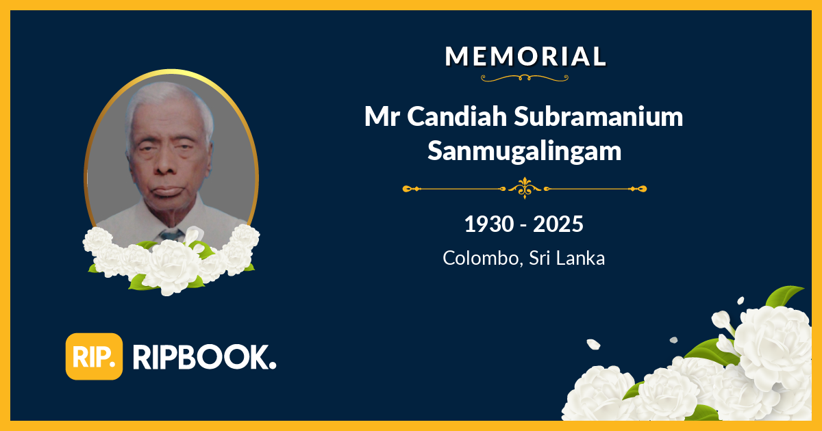 Tribute for Mr Candiah Subramanium Sanmugalingam By Ms.lalitha Theeran ...