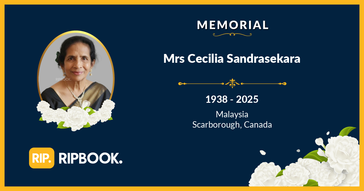 Mrs Cecilia Sandrasekara (Selvamalar) - RIPBook