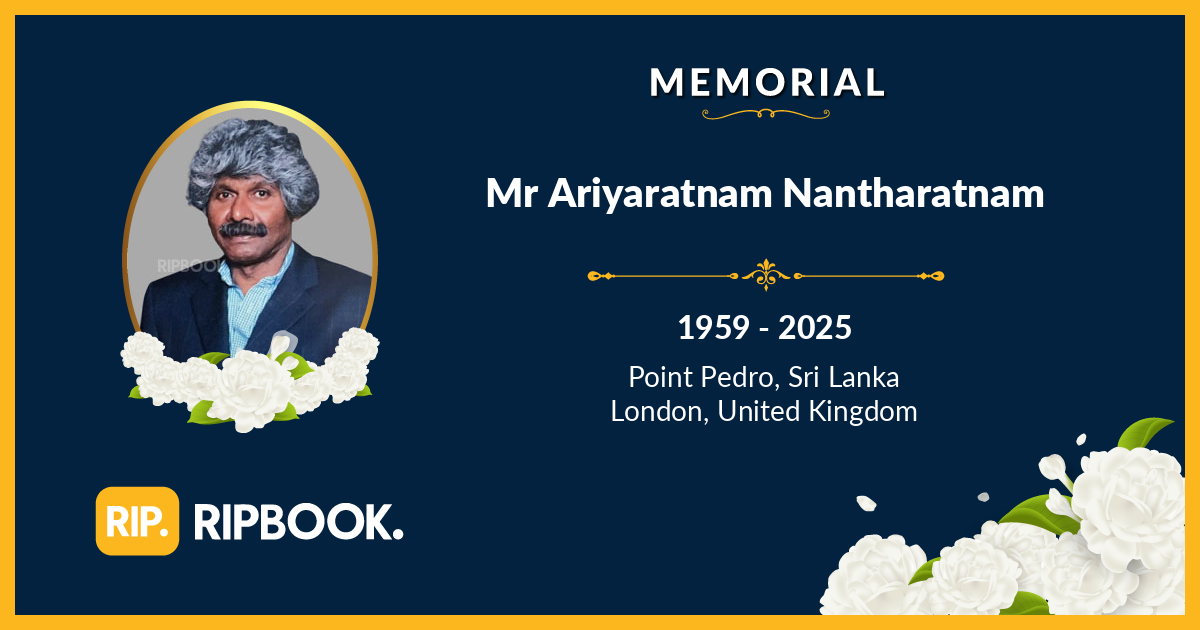 Tribute for Mr Ariyaratnam Nantharatnam By Friend - RIPBook