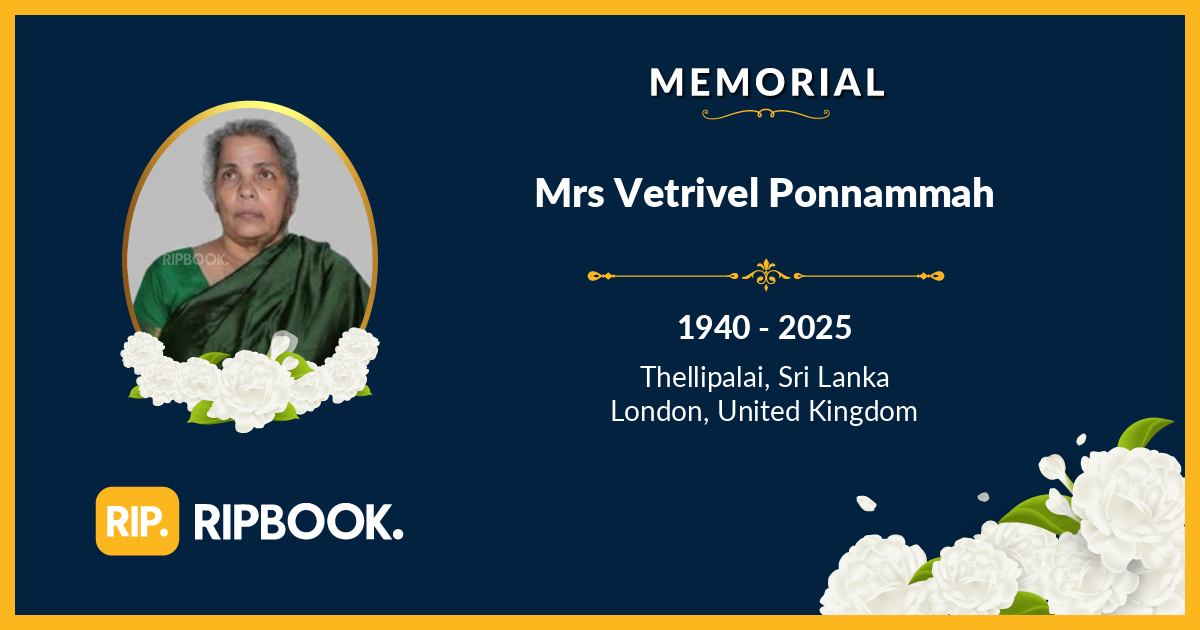 Tribute for Mrs Vetrivel Ponnammah By Friends - RIPBook