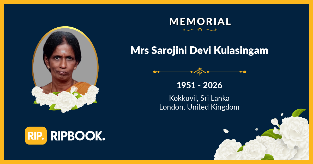 Mrs Sarojini Devi Kulasingam - RIPBook