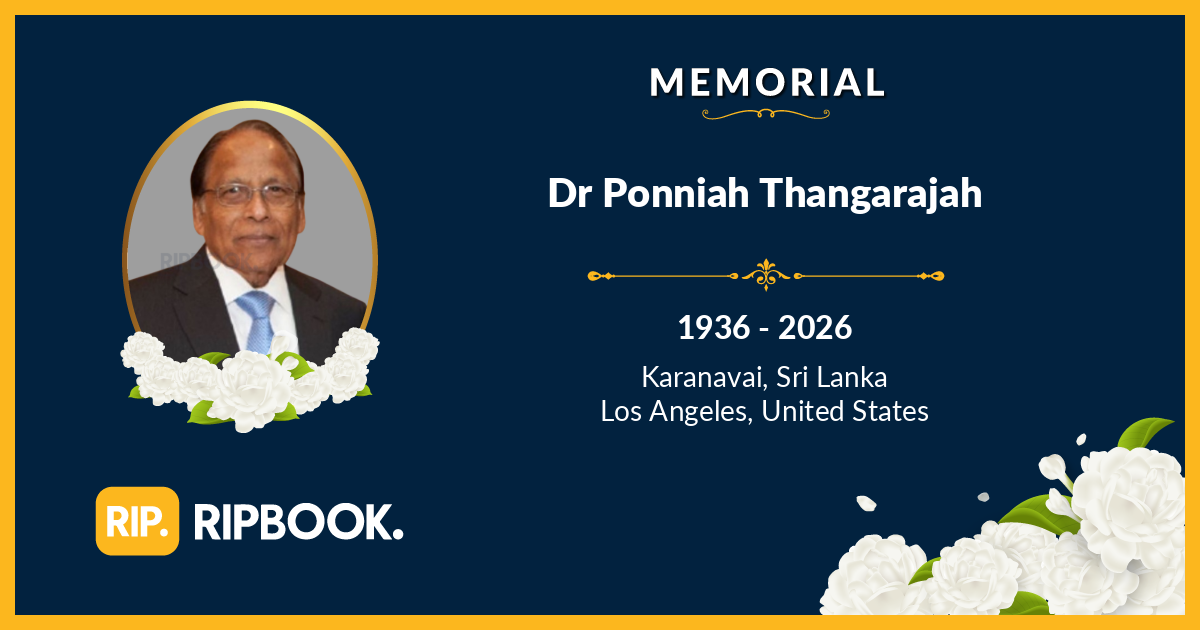 Dr Ponniah Thangarajah (Thanga) - RIPBook