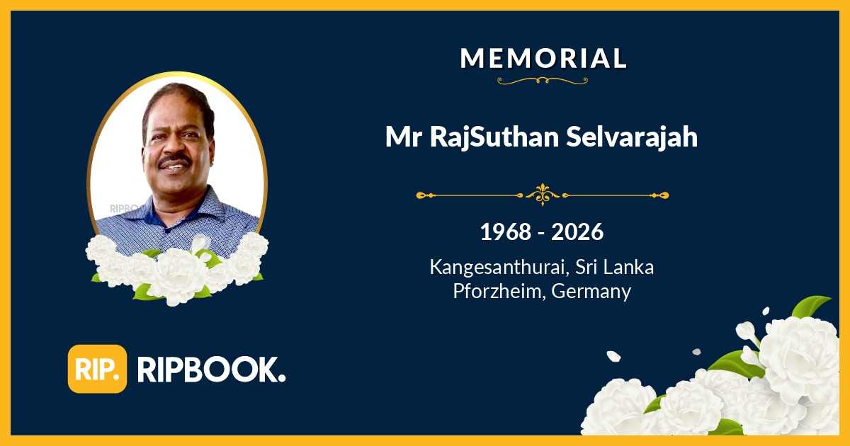 Mr Rajsuthan Selvarajah - RIPBook