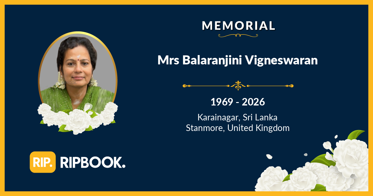 Tribute for Mrs Balaranjini Vigneswaran By - RIPBook