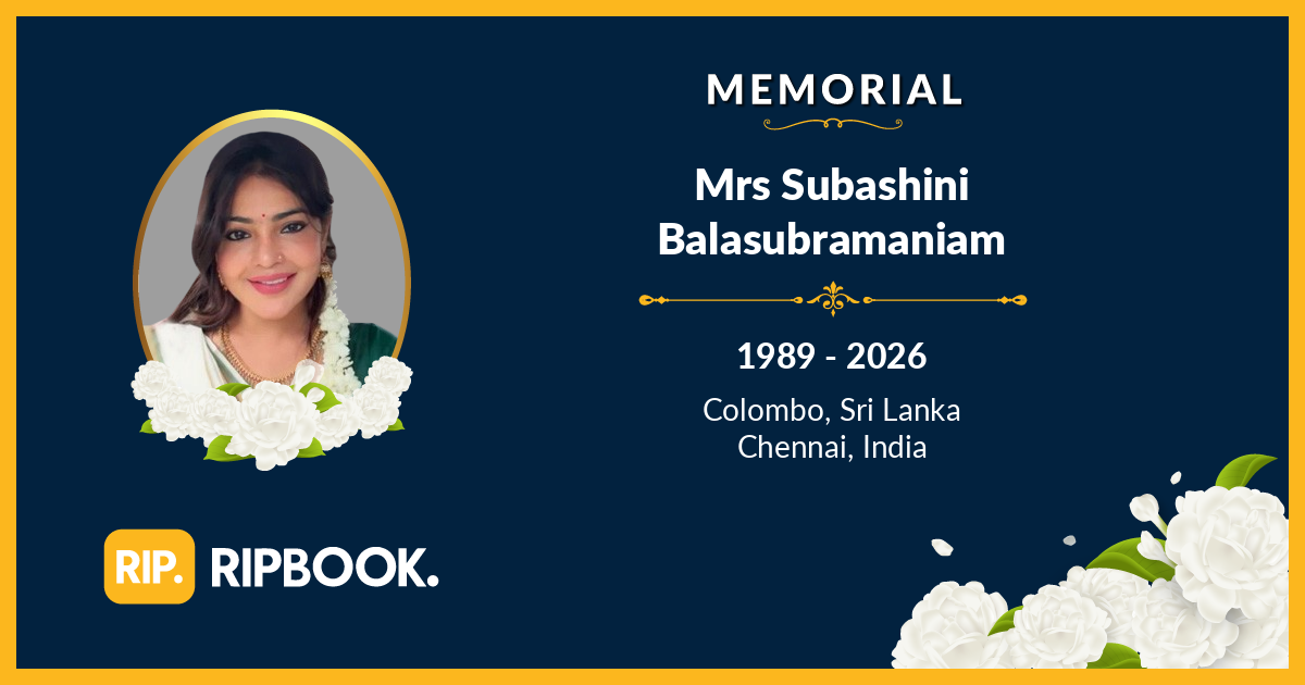 Late Subashini Balasubramaniam - RIPBook