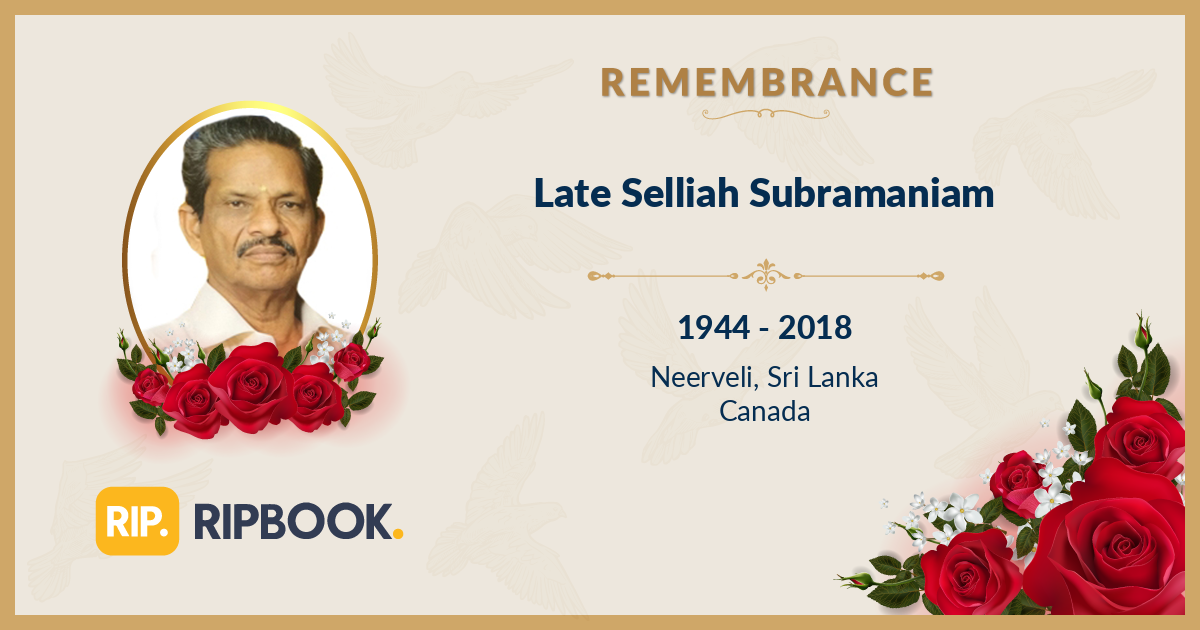 Late Selliah Subramaniam - 4th Year Remembrance - RIPBook