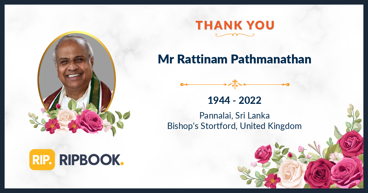 Late Rattinam Pathmanathan - Thankyou Message - RIPBook