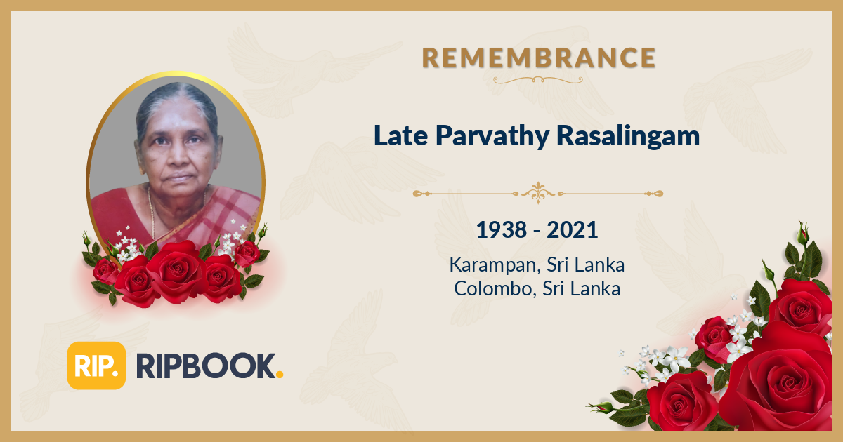 Late Parvathy Rasalingam (Manonmani) - 1st Year Remembrance - RIPBook