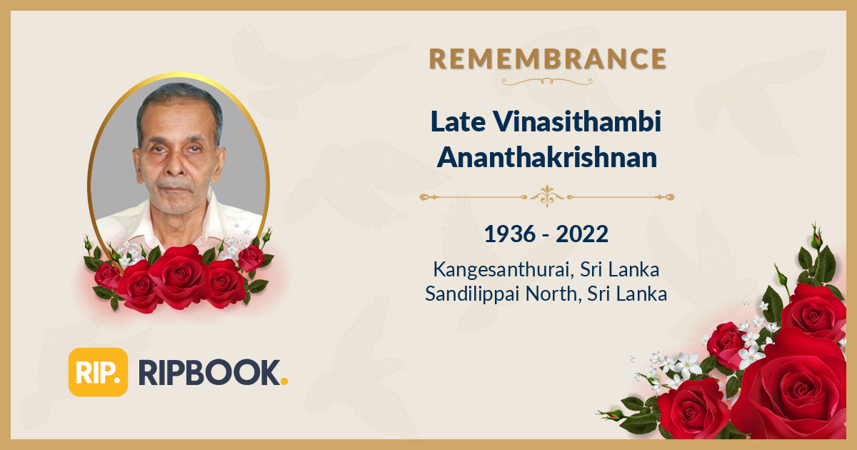 Late Vinasithambi Ananthakrishnan (அப்பு அண்ணை) - 1st Year Remembrance - RIPBook