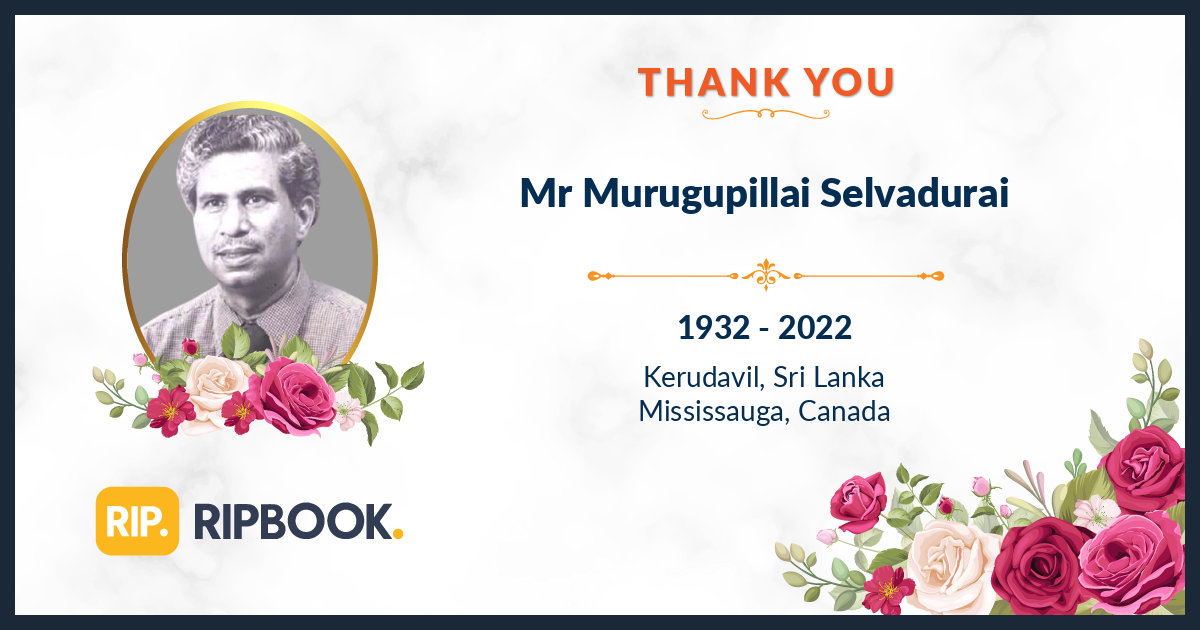Late Murugupillai Selvadurai - Thankyou Message - RIPBook