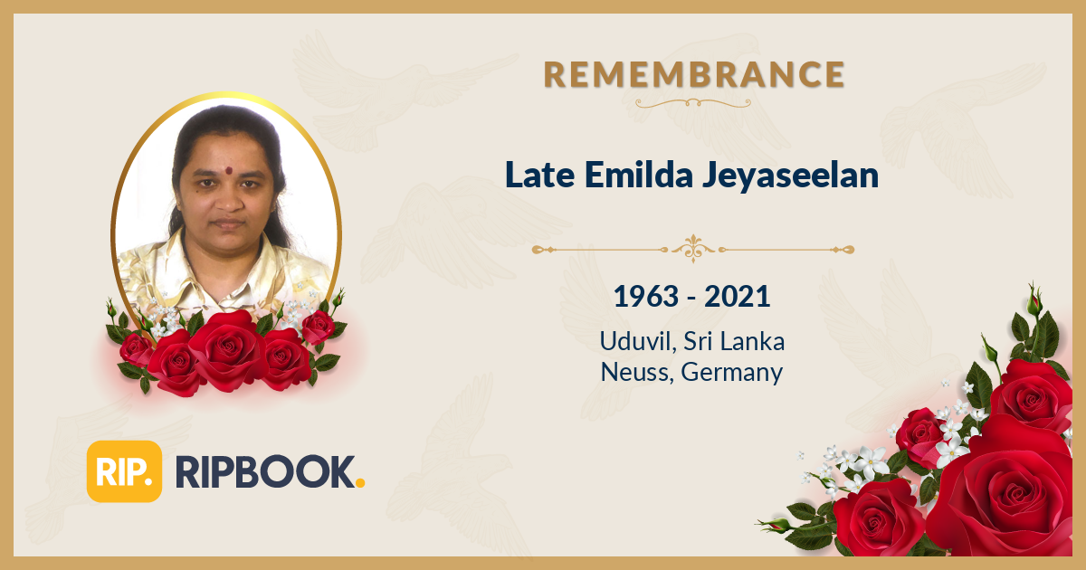 Late Emilda Jeyaseelan - 2nd Year Remembrance - RIPBook
