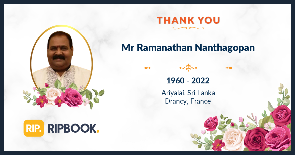 Late Ramanathan Nanthagopan - Thankyou Message - RIPBook