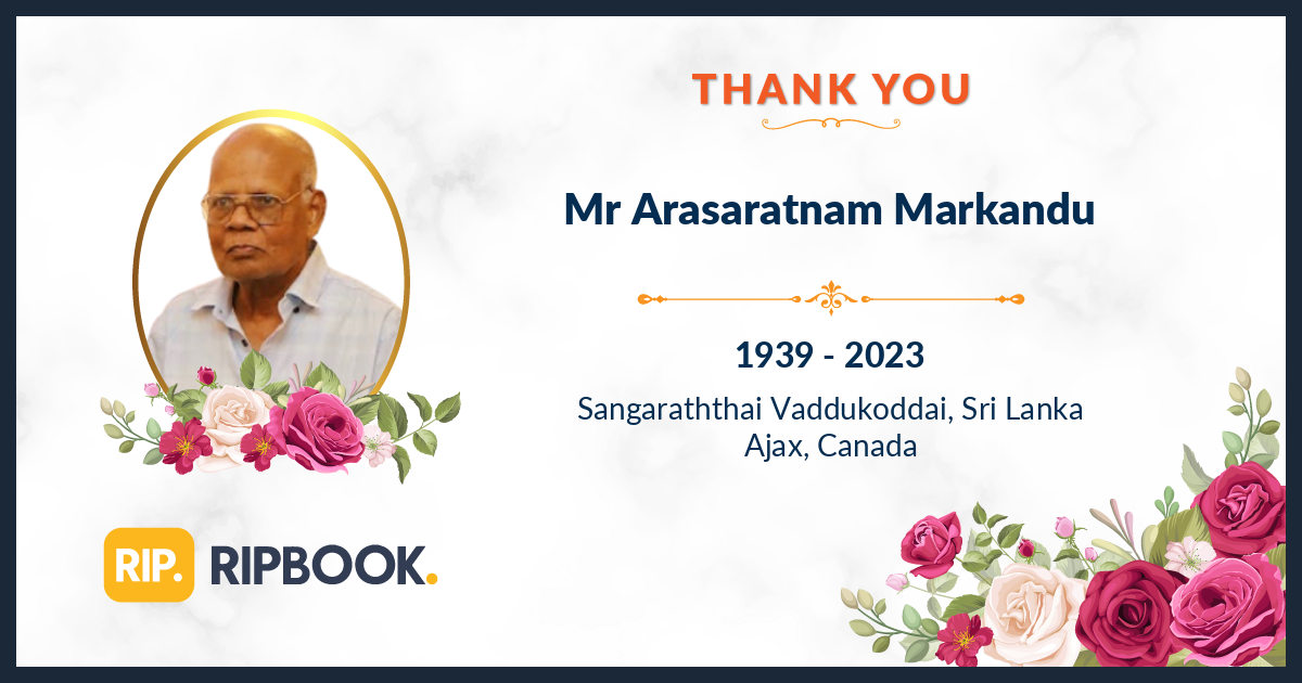 Late Arasaratnam Markandu - Thankyou Message - RIPBook