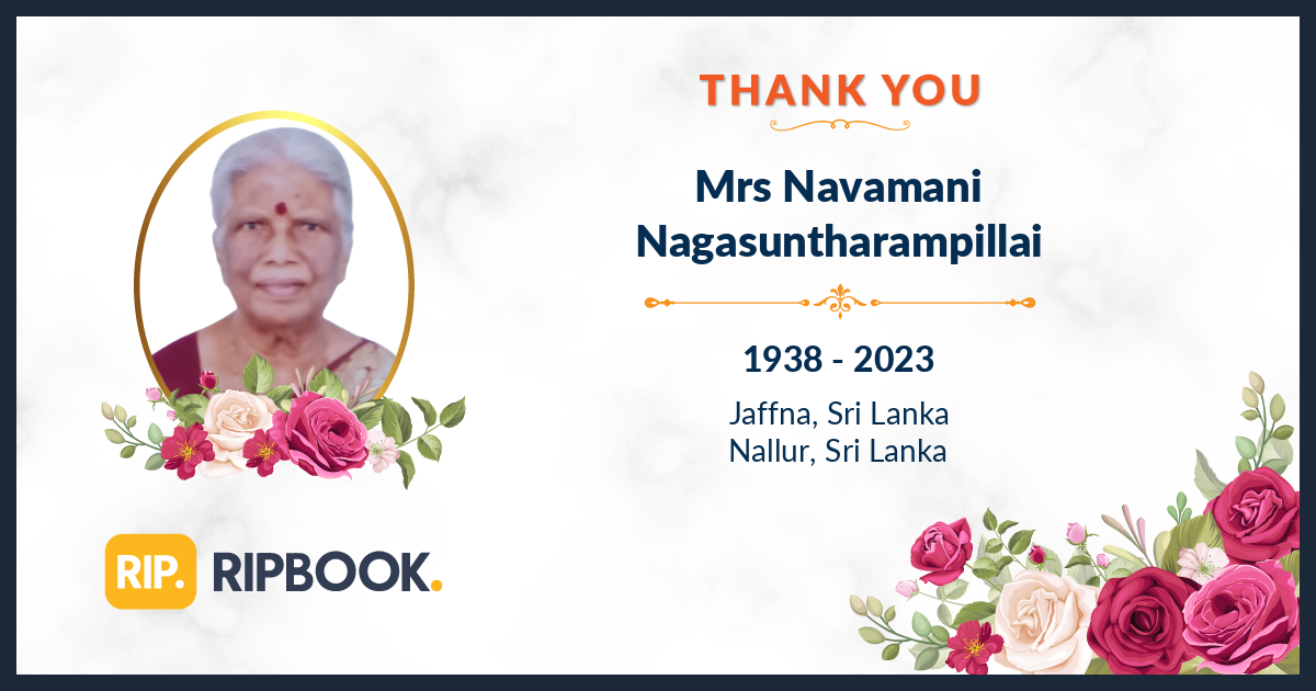 Late Navamani Nagasuntharampillai - Anthiyatti Invitation & Thankyou ...