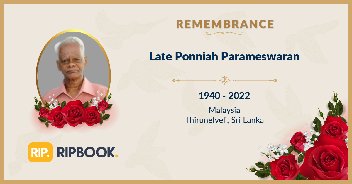 Late Ponniah Parameswaran (Sivam) - 1st Year Remembrance - RIPBook