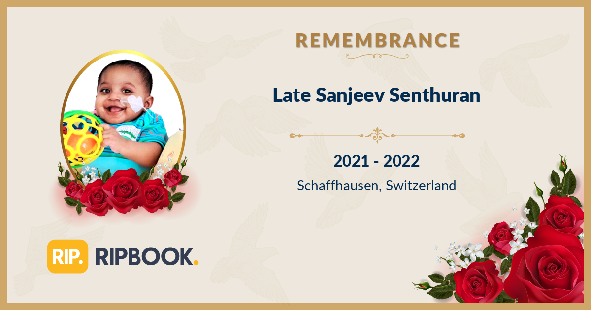 Late Sanjeev Senthuran - 1st Year Remembrance - RIPBook