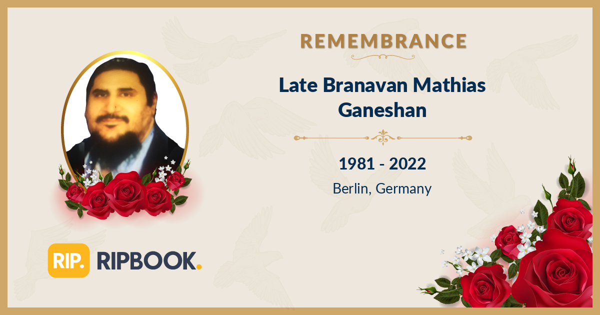 Late Branavan Mathias Ganeshan - 1st Year Remembrance - RIPBook