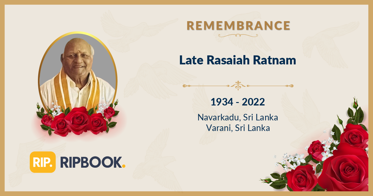Late Rasaiah Ratnam - 1st Year Remembrance - RIPBook
