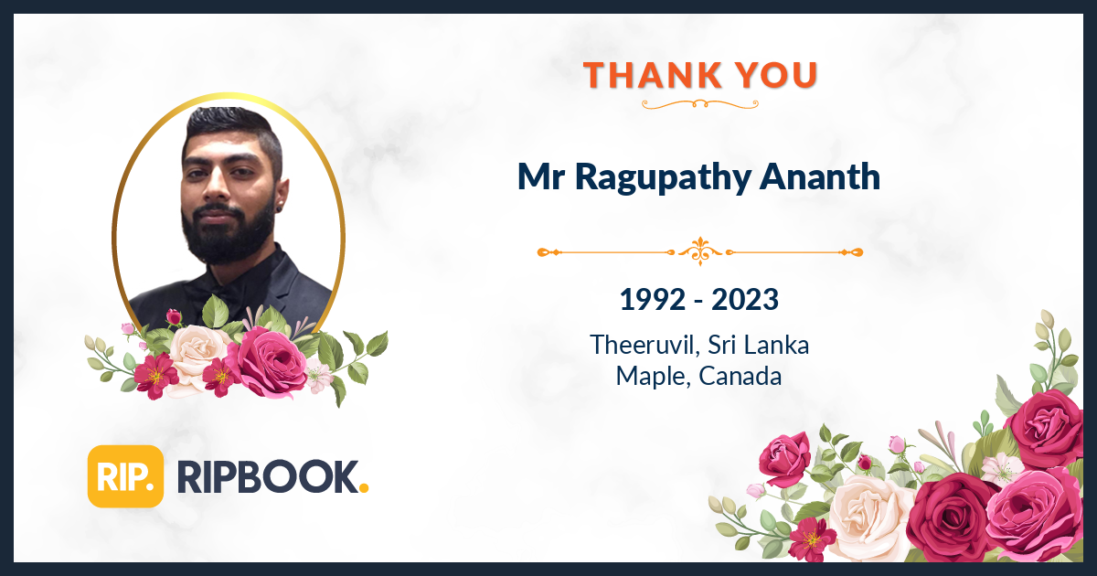 Late Ragupathy Ananth - Thankyou Message - RIPBook