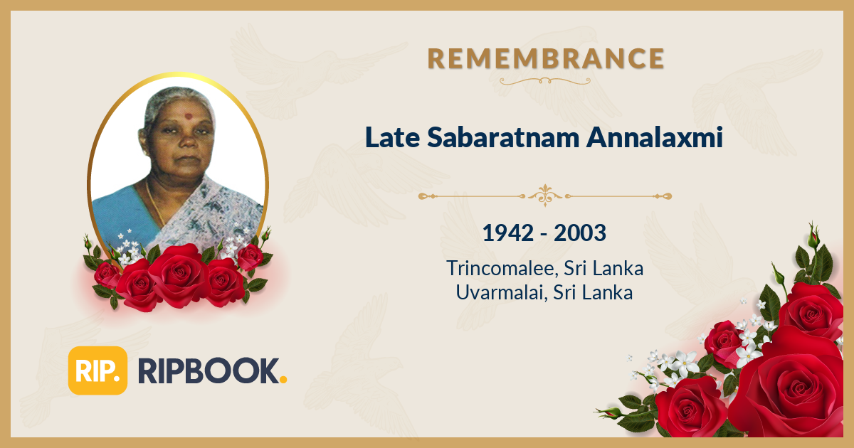 Late Sabaratnam Annalaxmi - 20th Year Remembrance - RIPBook