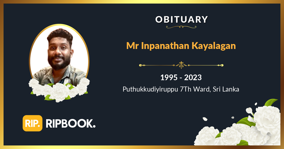 Late Inpanathan Kayalagan - Sudden Death - RIPBook