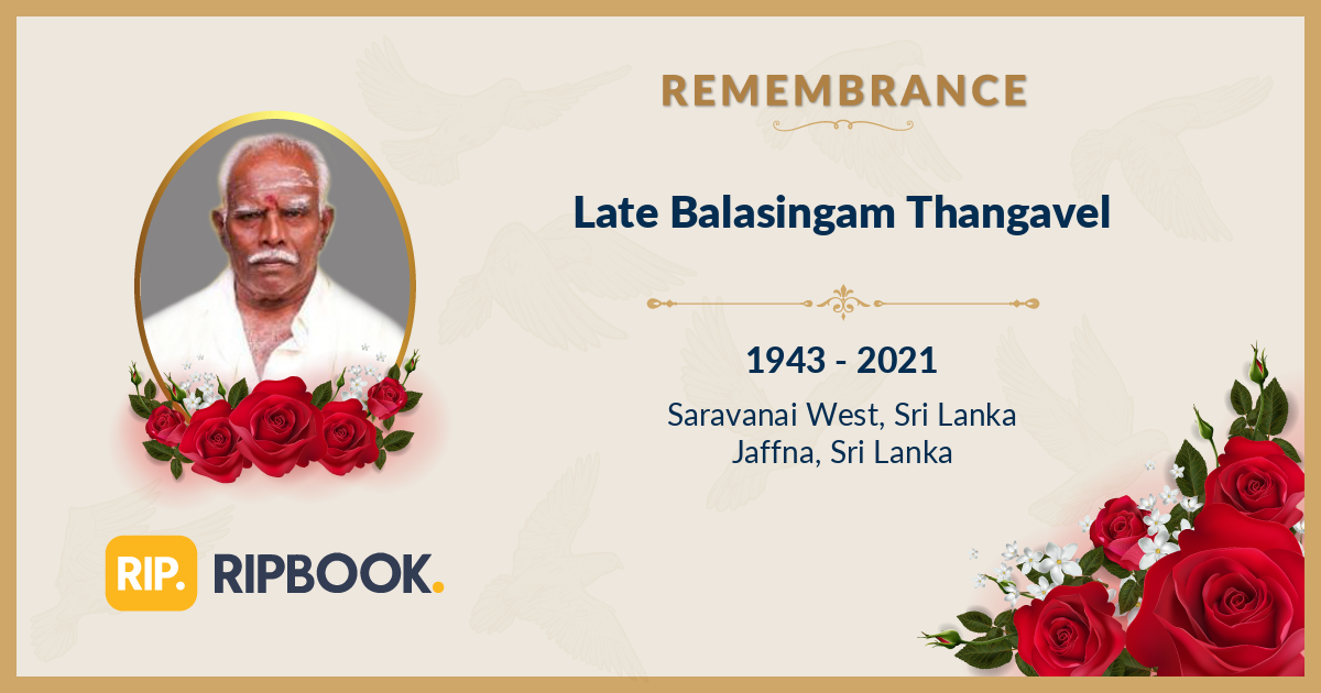 Late Balasingam Thangavel - 2nd Year Remembrance - RIPBook