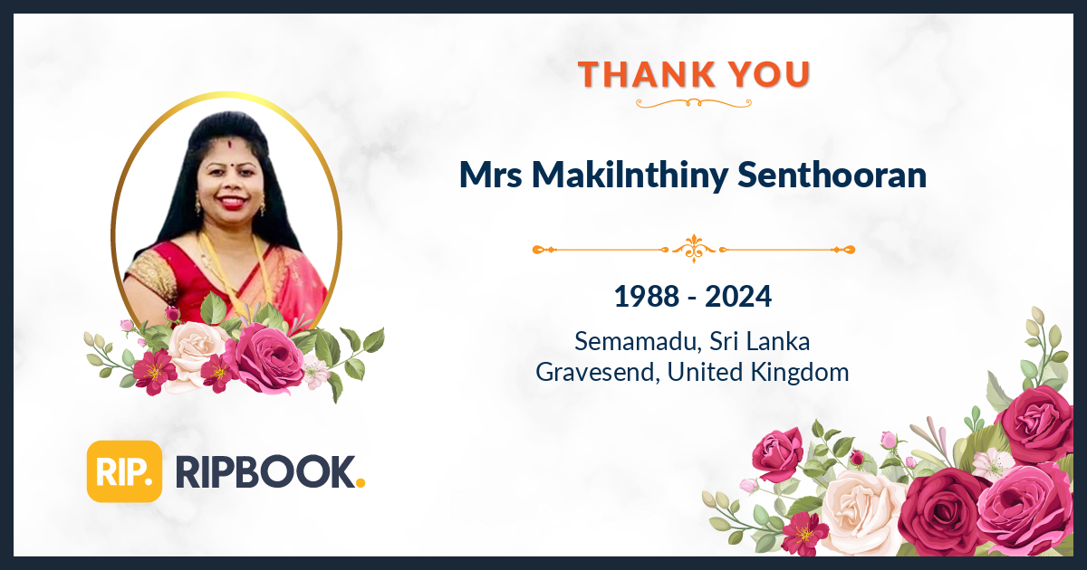 Late Makilnthiny Senthooran - 31st Day Remembrance & Thankyou Message - RIPBook