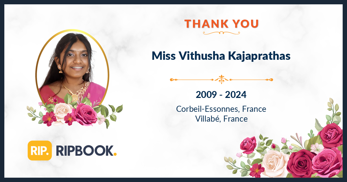 Miss Vithusha Kajaprathas - 31st Day Remembrance & Thankyou Message ...